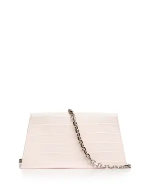 Alexander McQueen Croco Embossed Leather Shoulder Bag - Old Rose