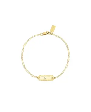 SET & STONES Cora Engraved Initial Bracelet F