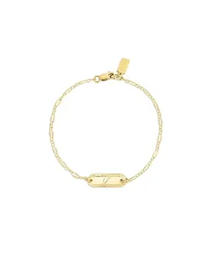 SET & STONES Cora Engraved Initial Bracelet T