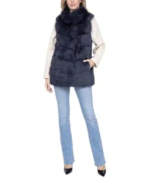 Gorski Reversible Merinillo Shearling Lamb Vest - Navy