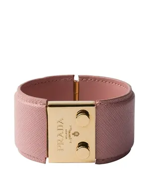 Prada Metal And Saffiano Leather Bracelet - Pink