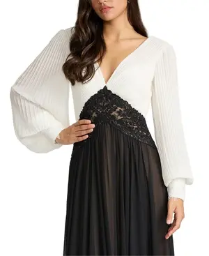 Tadashi Shoji Benulo Pleated Embroidered Waist Gown
