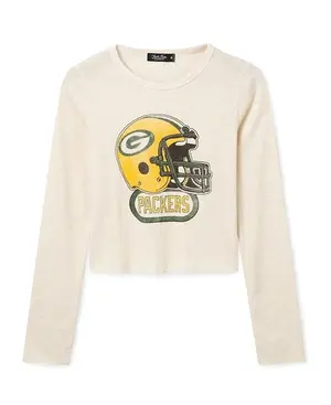 Junk Food Clothing Green Bay Packers Helmet Crop Thermal - Birch