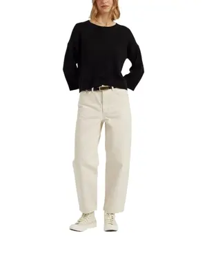 Chinti & Parker Cloud Cashmere Cropped Sleeve Sweater - Black