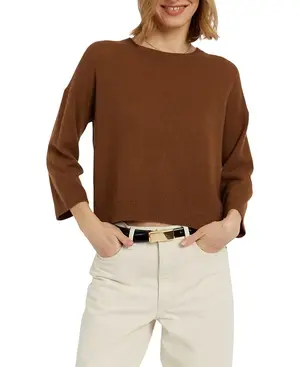 Chinti & Parker Cloud Cashmere Cropped Sleeve Sweater Toffee