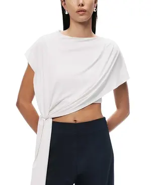 NOCTURNE Asymmetric Tie-front Crop Top