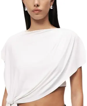 NOCTURNE Asymmetric Tie-front Crop Top