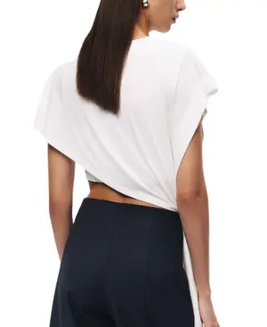 NOCTURNE Asymmetric Tie-front Crop Top