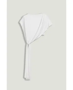 NOCTURNE Asymmetric Tie-front Crop Top