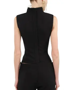 NOCTURNE Braid-trim Bustier Top With Built-in Bra