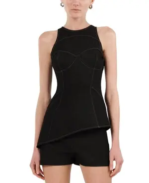 NOCTURNE Halter Neck Denim Bustier Top