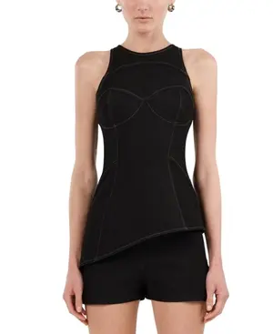 NOCTURNE Halter Neck Denim Bustier Top