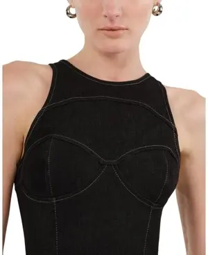 NOCTURNE Halter Neck Denim Bustier Top