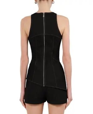 NOCTURNE Halter Neck Denim Bustier Top