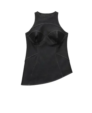 NOCTURNE Halter Neck Denim Bustier Top