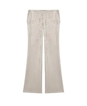 NOCTURNE Snake Print Jacquard Flare Trousers