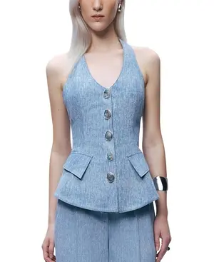 NOCTURNE Embellished Halter Neck Bustier Top