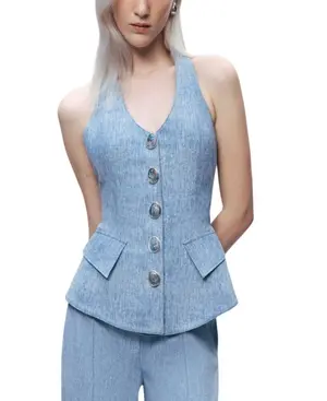 NOCTURNE Embellished Halter Neck Bustier Top