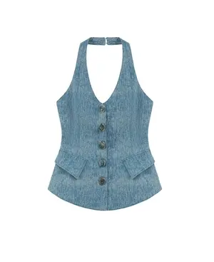 NOCTURNE Embellished Halter Neck Bustier Top