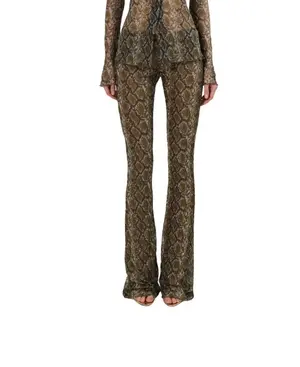 NOCTURNE Snake Print Low Rise Flare Trousers