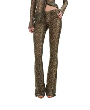 NOCTURNE Snake Print Low Rise Flare Trousers