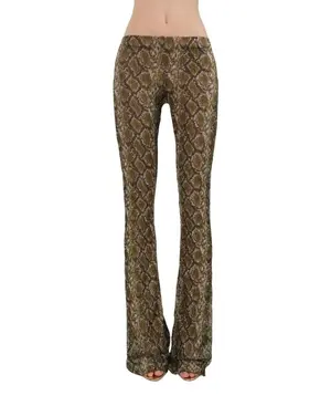 NOCTURNE Snake Print Low Rise Flare Trousers