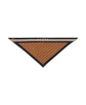 Mcm Monogram Print Triangle Silk Scarf - Cognac
