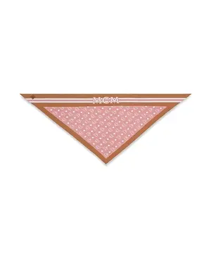 Mcm Monogram Print Triangle Silk Scarf Soft Pink