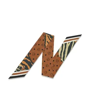 Mcm Animalier Petite Silk Scarf - Cognac