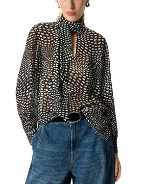 Whistles Printed Scarf Sheer Blouse