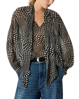 Whistles Printed Scarf Sheer Blouse