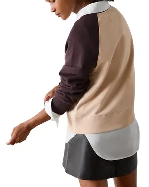 Whistles Contrast Sleeve Cotton Sweater