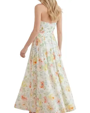 NEEDLE & THREAD Sienna Rose Cotton Halter Maxi Gown