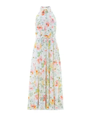 NEEDLE & THREAD Sienna Rose Cotton Halter Maxi Gown
