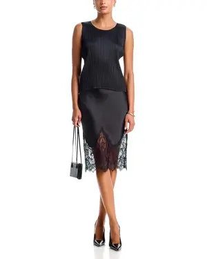 Norma Kamali Lace Trim Bias Slip Skirt