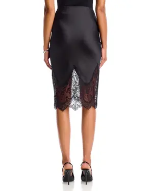 Norma Kamali Lace Trim Bias Slip Skirt