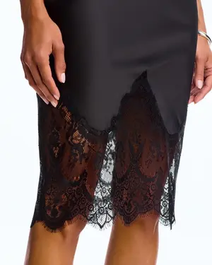 Norma Kamali Lace Trim Bias Slip Skirt