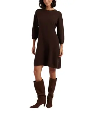 Chinti & Parker Wool-cashmere Wide-sleeve Dress - Chocolate