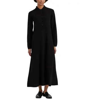 Chinti & Parker Wool-cashmere A-line Polo Dress - Black