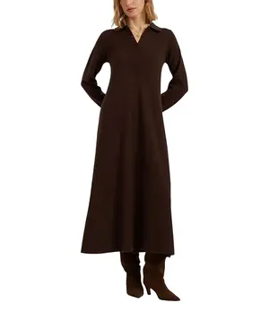 Chinti & Parker Wool-cashmere A-line Polo Dress - Chocolate