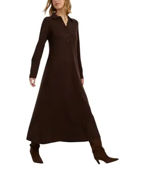 Chinti & Parker Wool-cashmere A-line Polo Dress - Chocolate