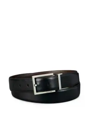 Calvin Klein Grained Leather Belt With Logo-engraved Buckle