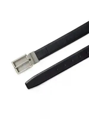 Calvin Klein Grained Leather Belt With Logo-engraved Buckle