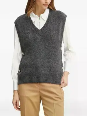 MORGAN Buttoned V-neck Vest - Grey
