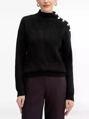 MORGAN Heart-button Sweater - Black