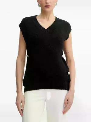 MORGAN V-neck Vest With Button Embellishment