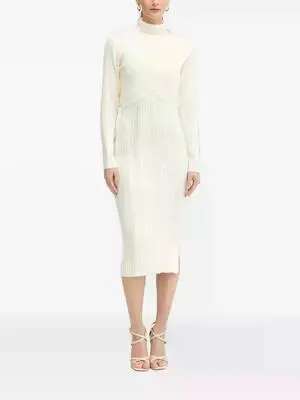 MORGAN Roll-neck Ribbed Midi Dress - Neutrals