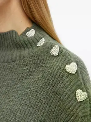 MORGAN Heart Embellished High Neck Sweater