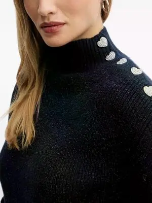 MORGAN Mstori Embellished High Neck Long Sleeve Sweater