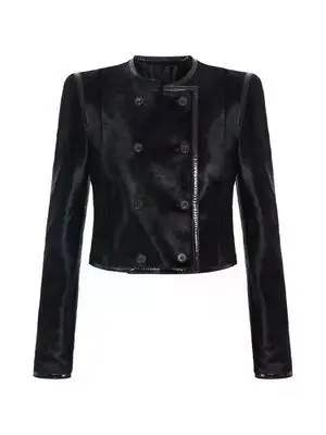 Elisabetta Franchi Boxy Double-breasted Leather Jacket